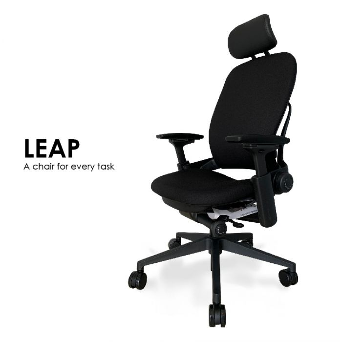 ELY Steelcase Leap Ergonomic Office Chair Malaysia (Fabric | Headrest)